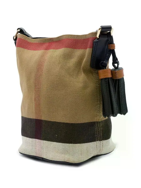 Burberry 2000-2017 Mini Mega Check Canvas Ashby Tassel Bucket Bag