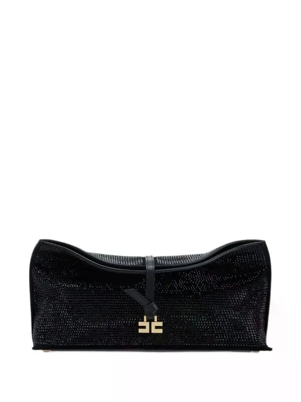 Elisabetta Franchi Boulevard Leather Clutch Bag With Rhinestones - Black