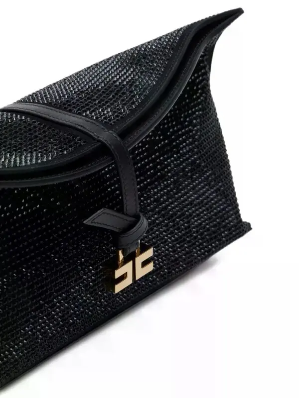 Elisabetta Franchi Boulevard Leather Clutch Bag With Rhinestones
