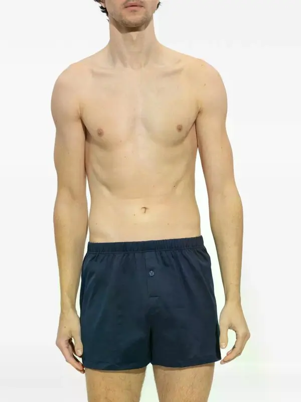 Hanro Button-front Cotton Boxer - Blue