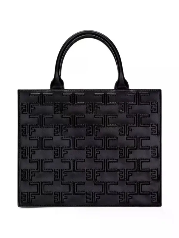 Elisabetta Franchi Bold Monogram Medium Shopper Bag - Black