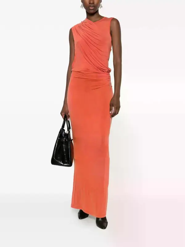 Balmain Draped Maxi Dress - Orange