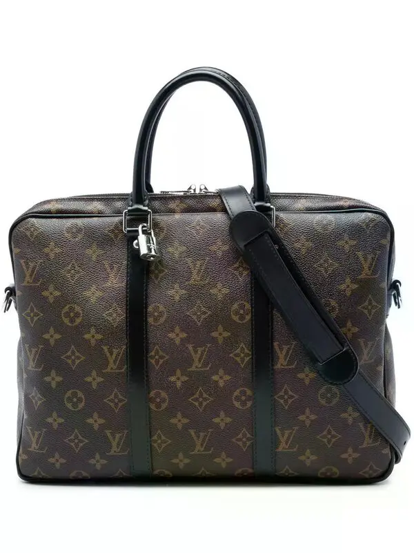LOUIS VUITTON 2015 Monogram Macassar Porte Documents Jour Business Bag