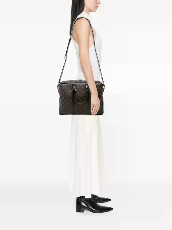 LOUIS VUITTON 2015 Monogram Macassar Porte Documents Jour Business Bag