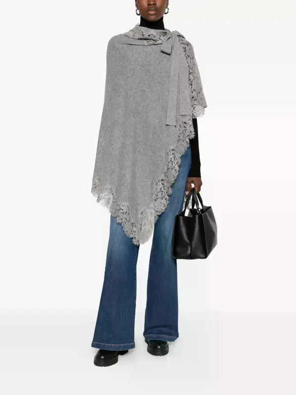 Ermanno Scervino Lace-trim Bow-detail Poncho