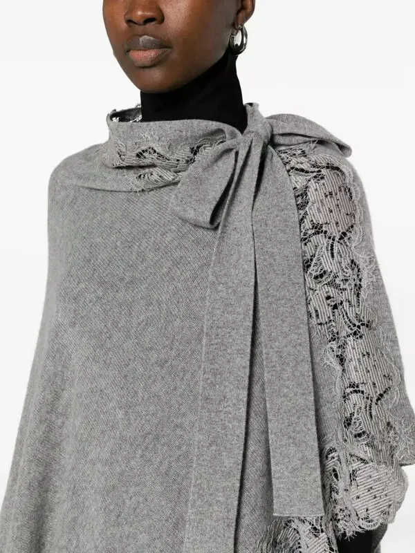 Ermanno Scervino Lace-trim Bow-detail Poncho