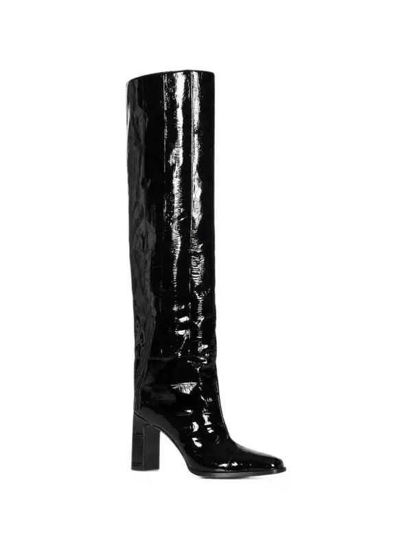 JIMMY CHOO Caly 85 Shiny Eel-embossed Leather Knee-high Boots