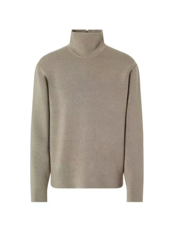 Zegna Taupe Wool And Canapa Yarn Turtleneck