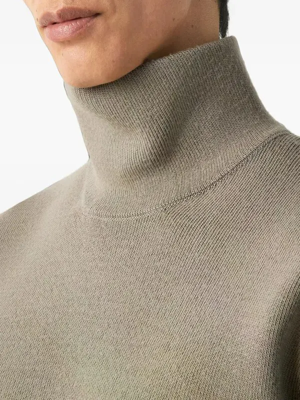 Zegna Taupe Wool And Canapa Yarn Turtleneck