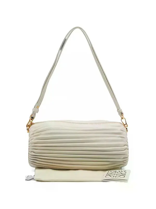 Loewe Bracelet Pleated Shoulder Bag - White