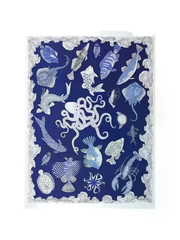 INOUI EDITIONS Fouta Poseidon-print Fringed Beach Towel - Blue