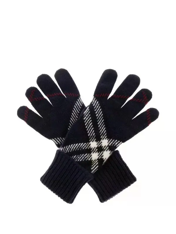Burberry Check Cashmere Blend Gloves