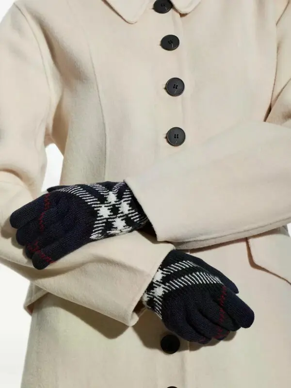 Burberry Check Cashmere Blend Gloves