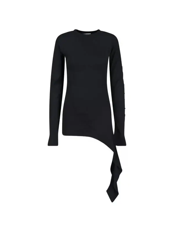 LOW CLASSIC Asymmetric Ruffled T-shirt