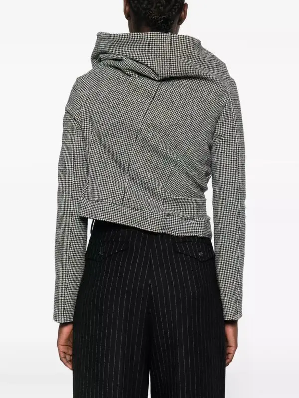 Junya Watanabe Houndstooth-pattern Draped-design Jacket - Black