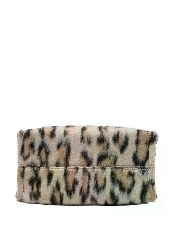 Celine 2023 Small Leopard Print Felt Cuir Triomphe Cabas Thais Satchel