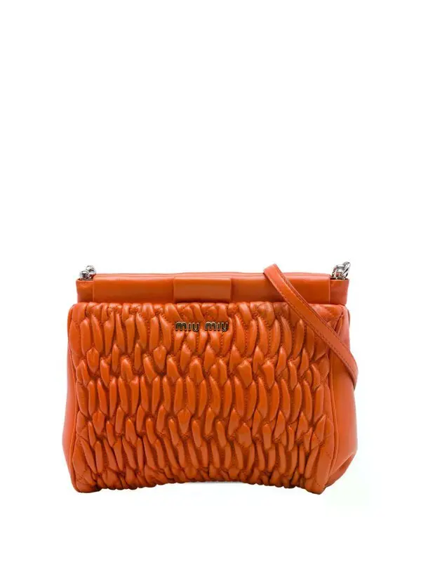 Miu Miu 2010-2026 Matelasse Nappa Frame Clutch With Strap Crossbody Bag - Orange