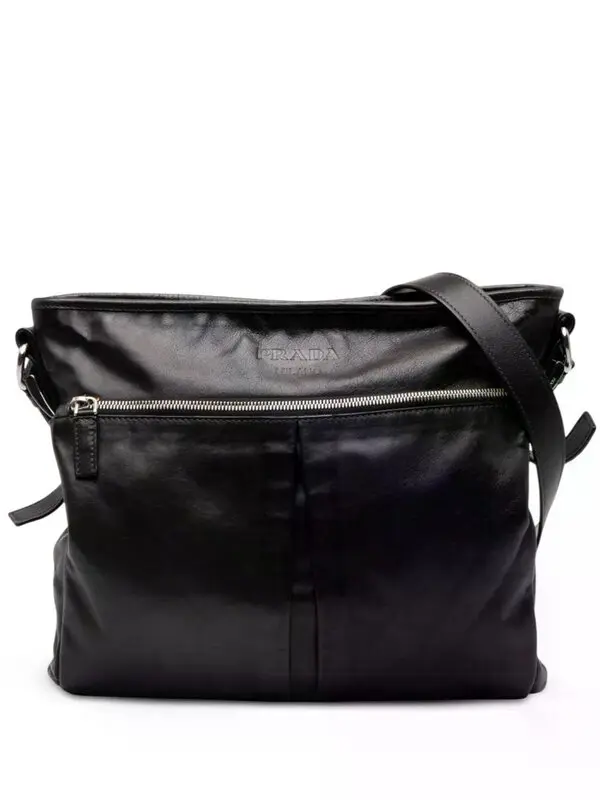 Prada 2000-2013 Large Soft Calf Front Pocket Messenger Bag Crossbody Bag