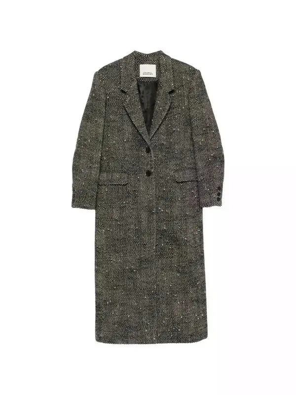 Isabel Marant Étoile Ealine Herringbone-pattern Wool Coat - Black