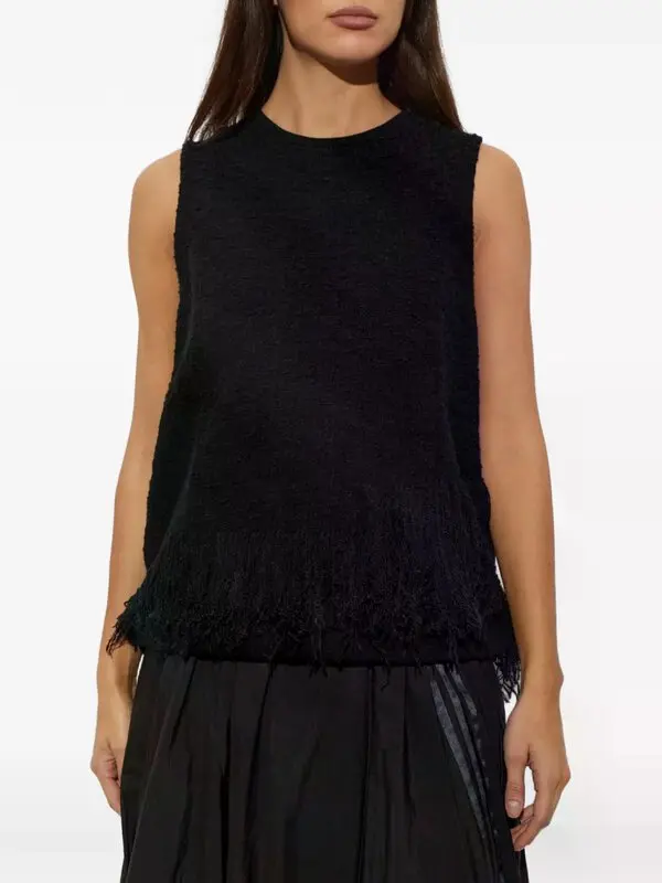 Y3 Knitted 3-stripes Fringy Vest - Black