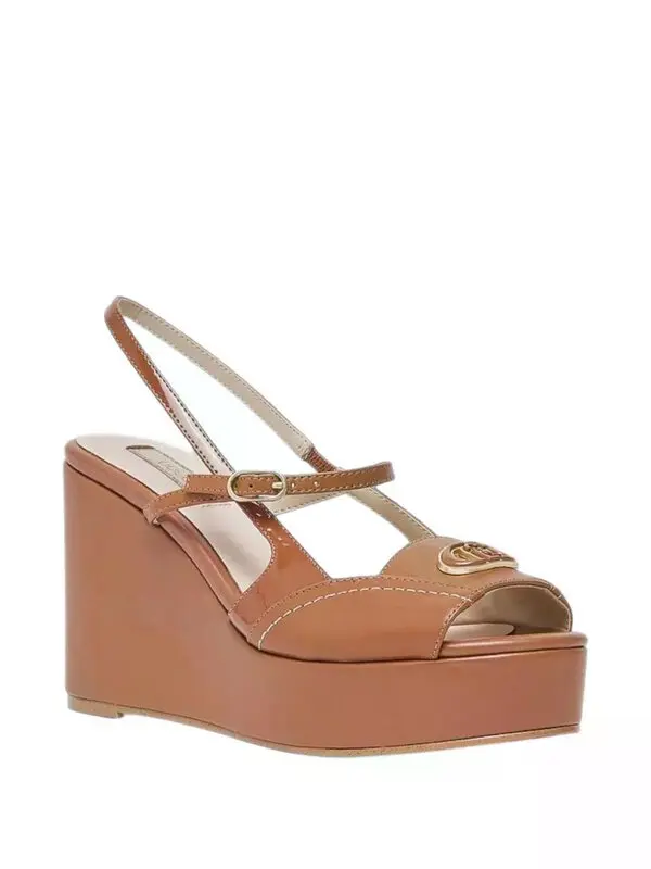 Liu Jo Leather And Patent-leather Slingback Wedges