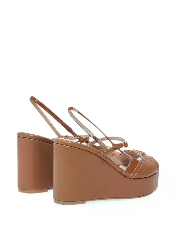 Liu Jo Leather And Patent-leather Slingback Wedges