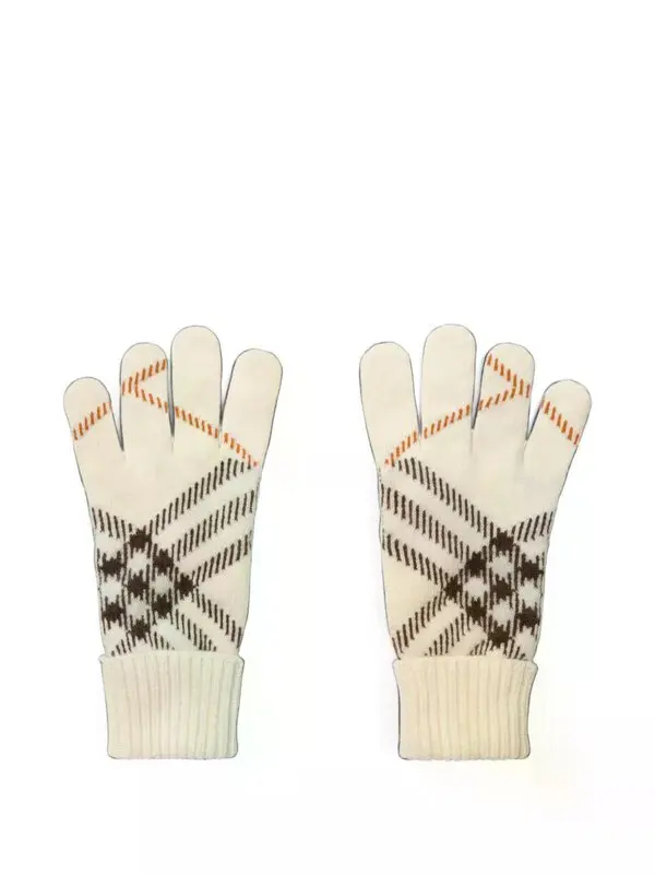 Burberry Check Cashmere Blend Gloves - Neutrals