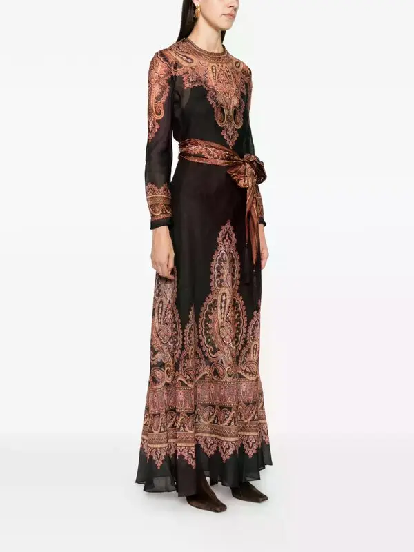 Zimmermann Paisley-print Belted Maxi Dress