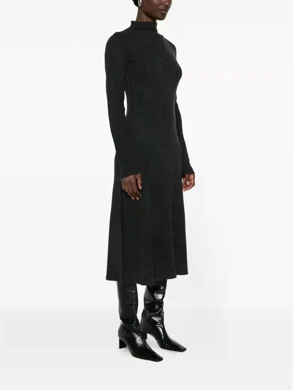 Eric Bompard Ribbed-knit High-neck Midi Dress