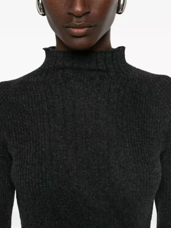 Eric Bompard Ribbed-knit High-neck Midi Dress