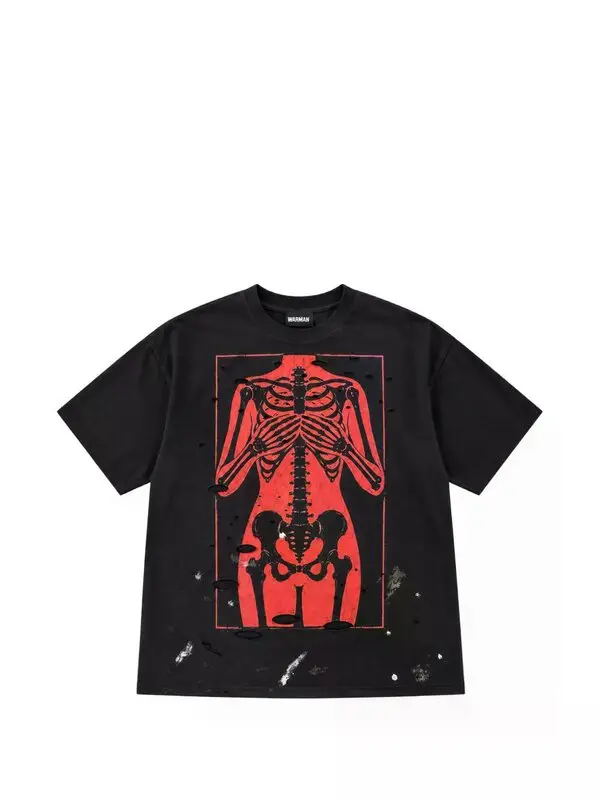 WARMAN Distressed Skeleton-print T-shirt
