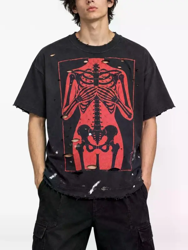 WARMAN Distressed Skeleton-print T-shirt