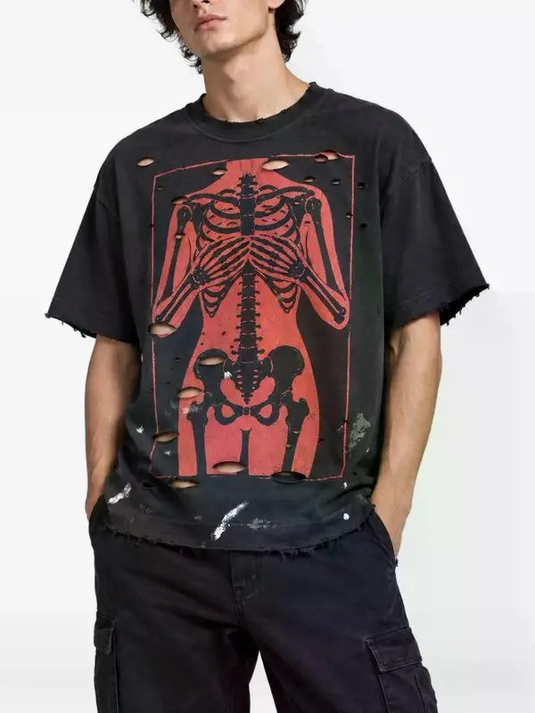 WARMAN Distressed Skeleton-print T-shirt