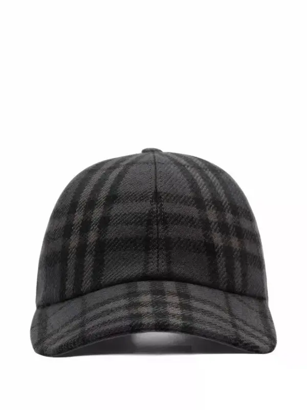 Burberry Check Wool Baseball Cap - Grey