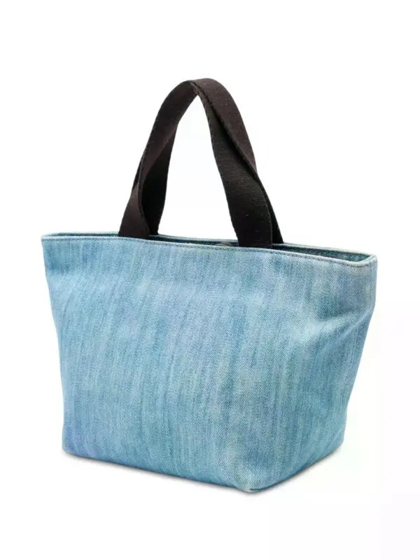 Fendi 2000-2010 Mini Denim Embroidered Logo Tote Bag