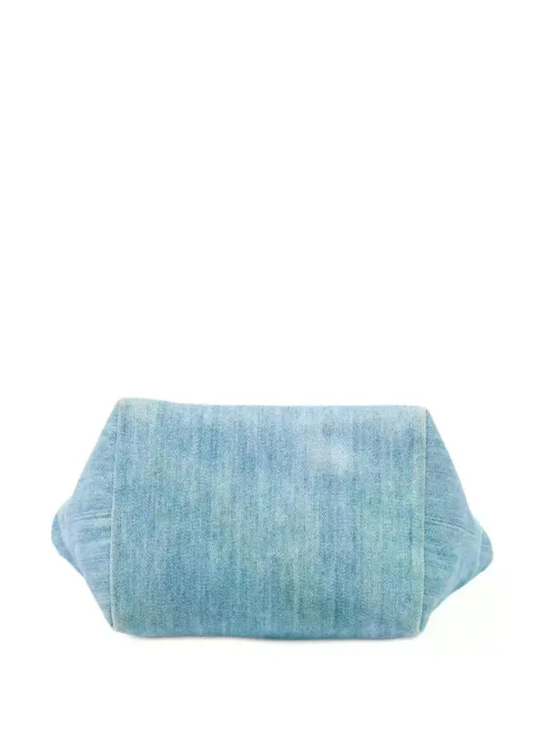 Fendi 2000-2010 Mini Denim Embroidered Logo Tote Bag