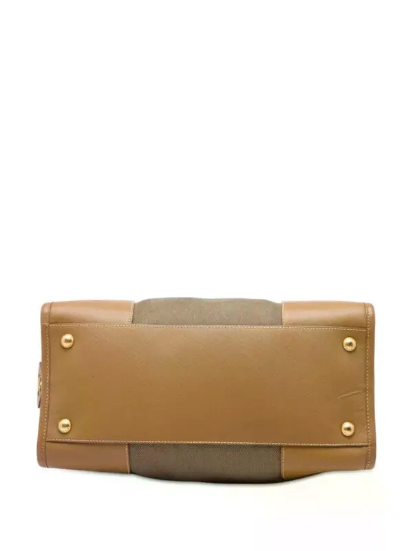 Prada 2010-2026 Saffiano Trimmed Canvas Canapa Logo Satchel