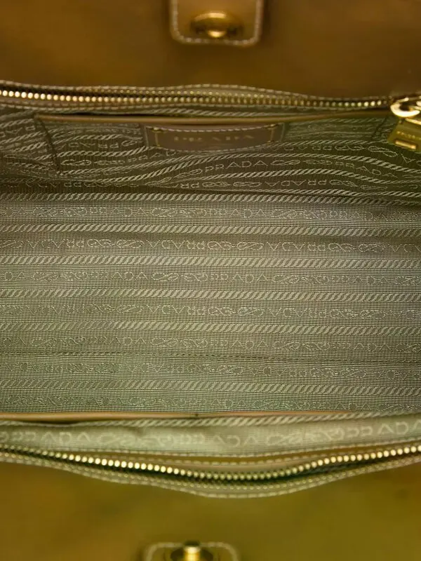 Prada 2010-2026 Saffiano Trimmed Canvas Canapa Logo Satchel