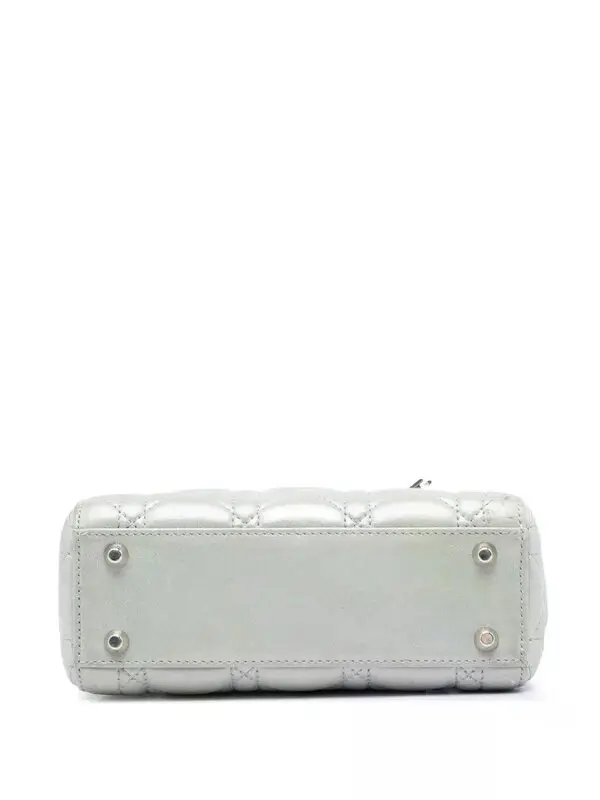 Dior 2016 Mini Iridescent Lambskin Cannage Lady Satchel - Grey