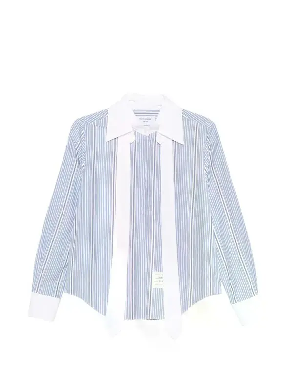 Thom Browne Striped Removable-collar Blouse - Blue