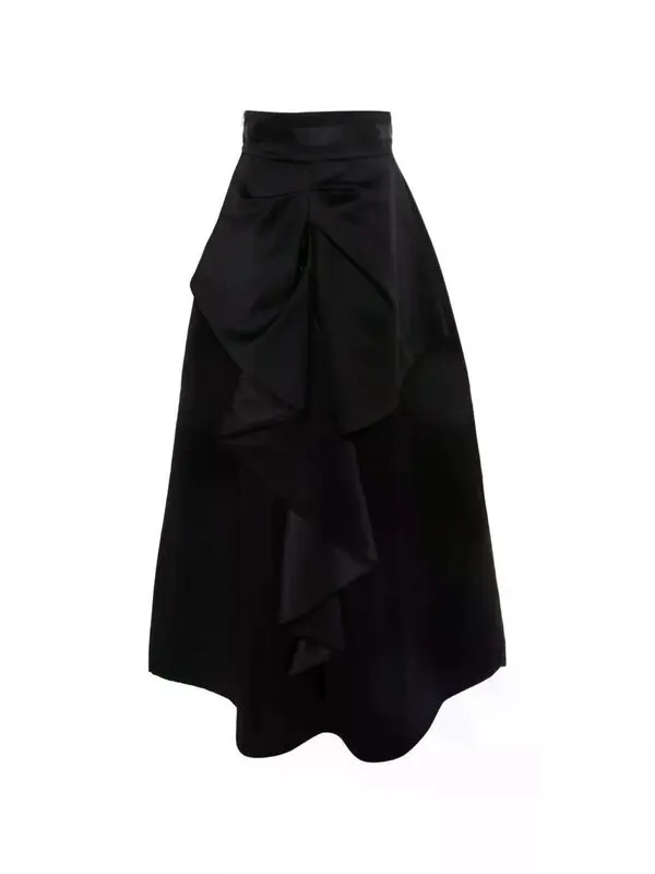 Elisabetta Franchi Satin Overlay Maxi Skirt - Black