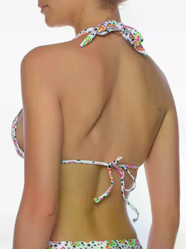 Moschino Heart-print Polka-dot Bikini Top - White