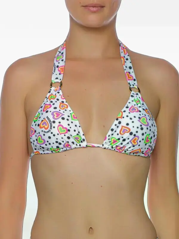 Moschino Heart-print Polka-dot Bikini Top