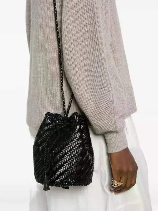 Dragon Diffusion Pompom Double Jump Bucket Bag - Black