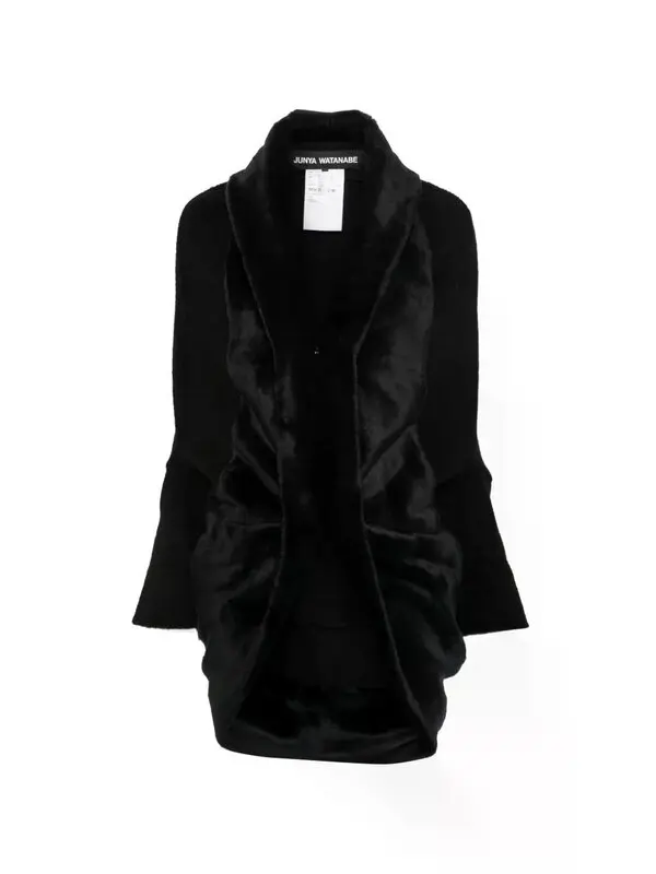 Junya Watanabe Faux-fur Shawl-collar Jacket - Black