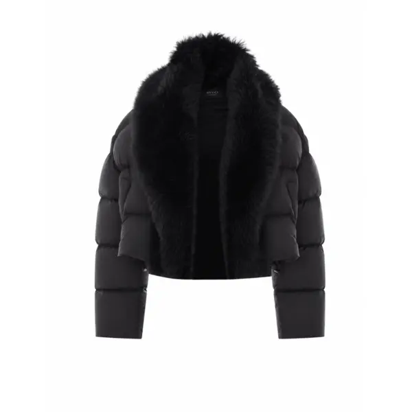 Gucci Padded Polyester With Shearling Jacket - Black