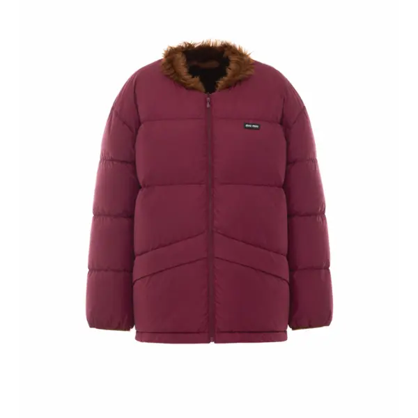 Miu Miu Reversible Technical Fabric And Shearling Down Jacket