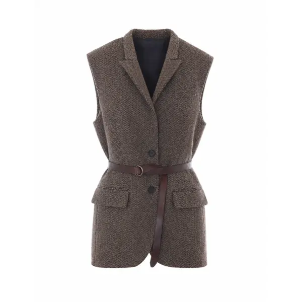 Brunello Cucinelli Sparkling Chevron Vest With Belt