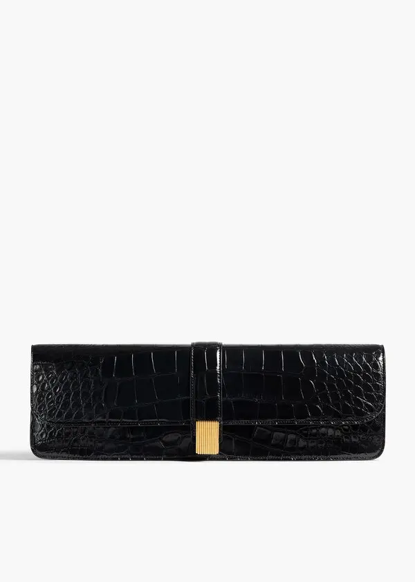 Khaite Blake Long Clutch In Alligator - Black