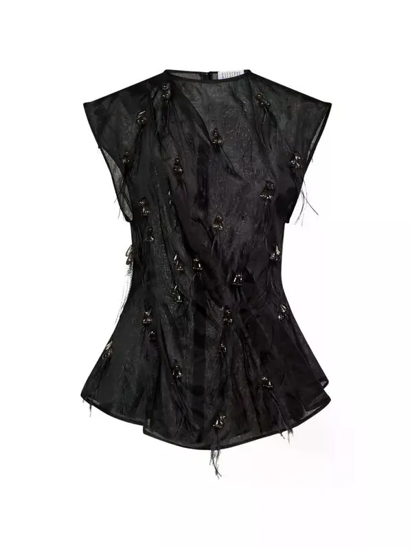 Giuseppe Di Morabito Bead-embellished Pleated Top - Black